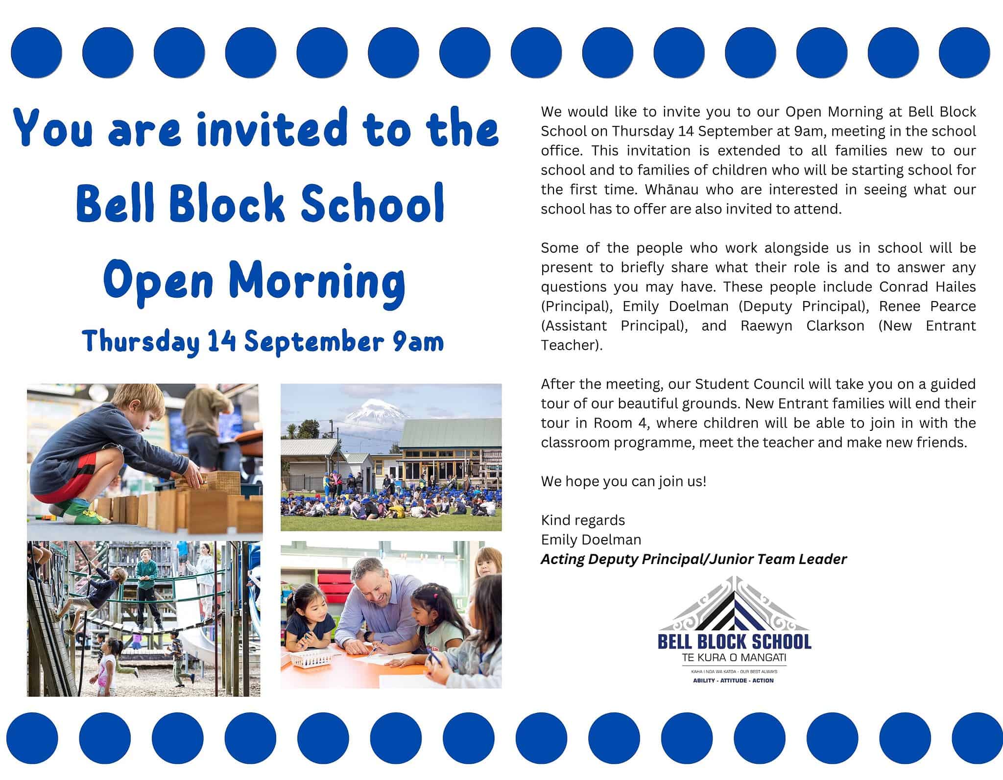 OPEN MORNING 14 SEPTEMBER | Bell Block School